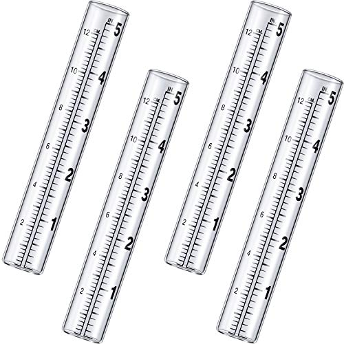 Frienda 4 Pieces Capacity Rain Gauge Glass Tube Replacement Rainfall Test Tube with Scale for Yard Garden Outdoor Home (4, 5 Inch)
