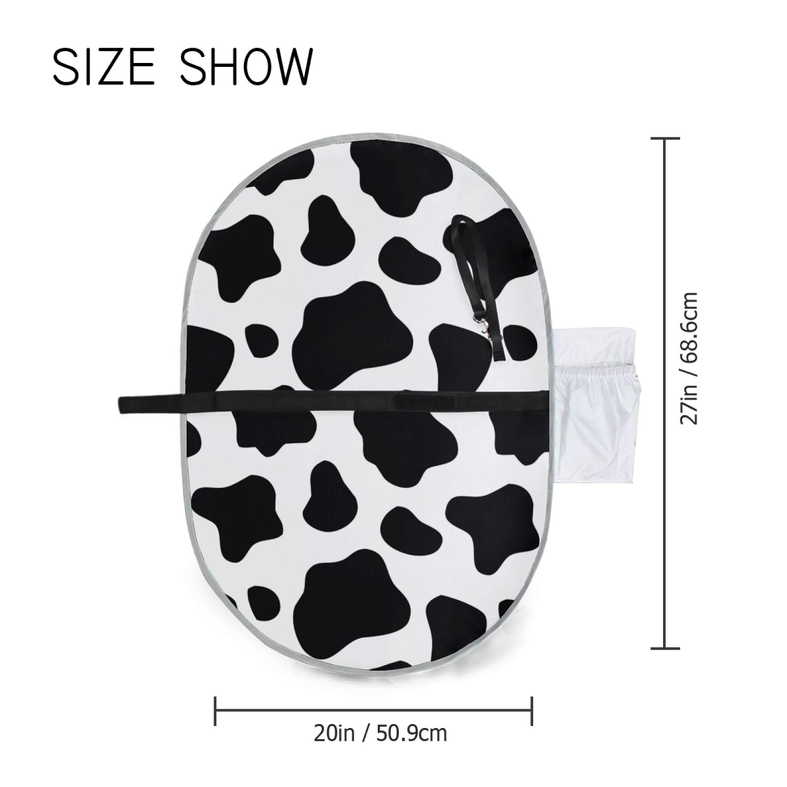 Cow Baby Changing Pad, Portable Diaper Changing Pad, Diaper Bag Mat, Foldable Travel Changing Station | Stroller Strap,Side Pocket for Wipes Diaper