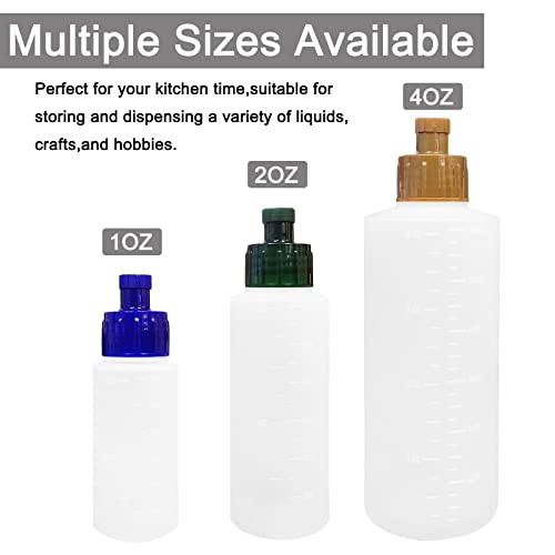 EDSRDUS LDPE Squeeze Bottles with Luer Lock & Multi Purpose Precision Applicator for Gluing Projects DIY Craft Painting Measuring E-Liquids Kitchen, etc (1oz+2oz+4oz, Translucent)