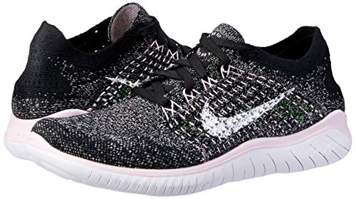 Nike Women's Free RN Flyknit 2018 Running Athletic Black / White Upper, Black/Pink Foam/White, 10.5