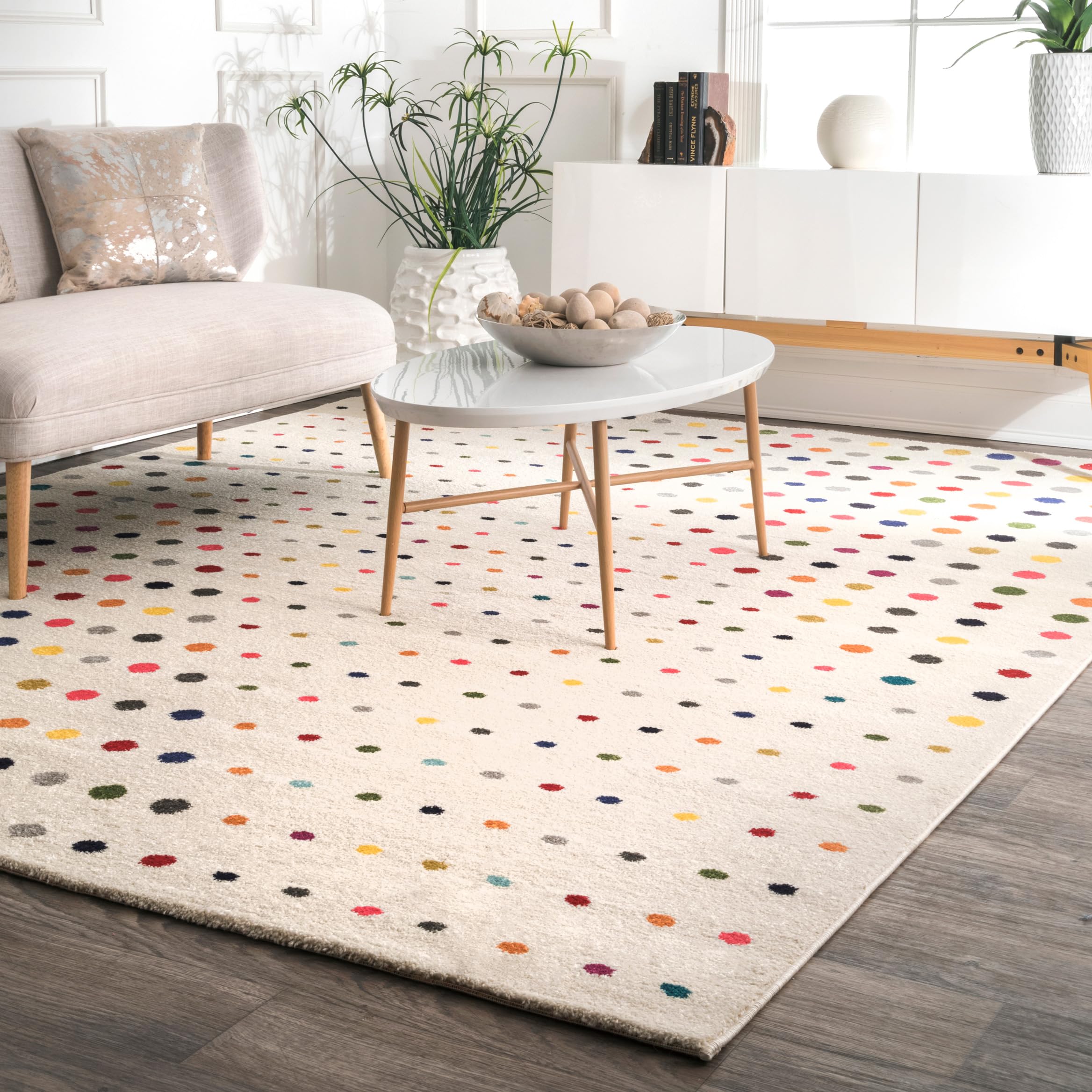 nuLOOM Dorie Polka Dot Area Rug, 3' x 5', Multi Color, Rectangular, 0.45" Thick