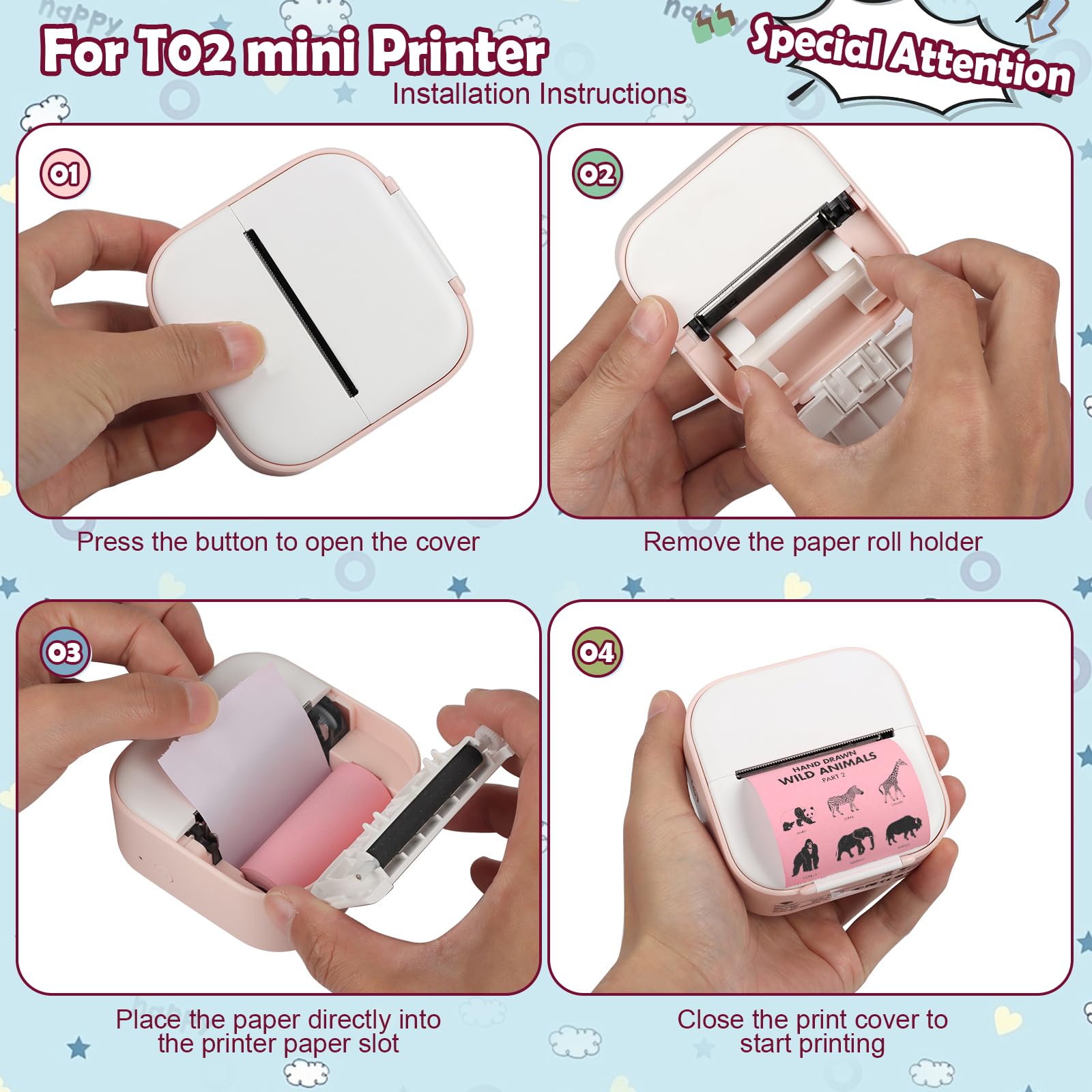 HUIJUTCHEN 20 Rolls Mini Thermal Sticker Printer Paper 57x25mm Inkless Self-Adhesive Paper for M02/T02/X5 Pocket Bluetooth Receipt Printer for Photo,DIY,Note,Memo(16 White+4 Color)