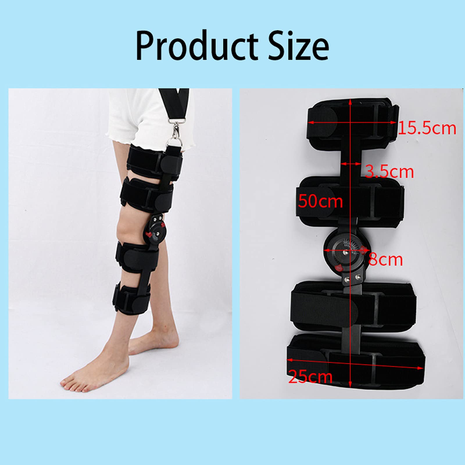 DXDUI Hinged Knee Brace Leg Immobilizer Adjustable Lightweight and Breathable Recovery Support Ligament Injuries Relief Knee Joint Pain Left and Right