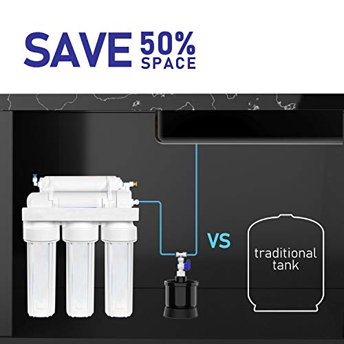 Frizzlife MWT3 Pressure Mini Water Tank for PD400, PD500, PD600, PX500, PX500-A, 0.13 Gallon Small Pressuized Storage Water Tank for Tankless Reverse Osmosis System G2, P600,G3, with 1/4" Ball Valve