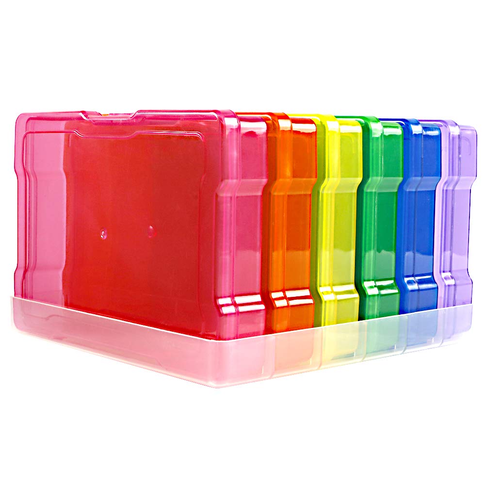 novelinks Transparent 4" x 6" Photo Storage Boxes - Photo Organizer Cases Photo Keeper Picture Storage Containers Box for Photos - 6 PACK (Multi-colored)