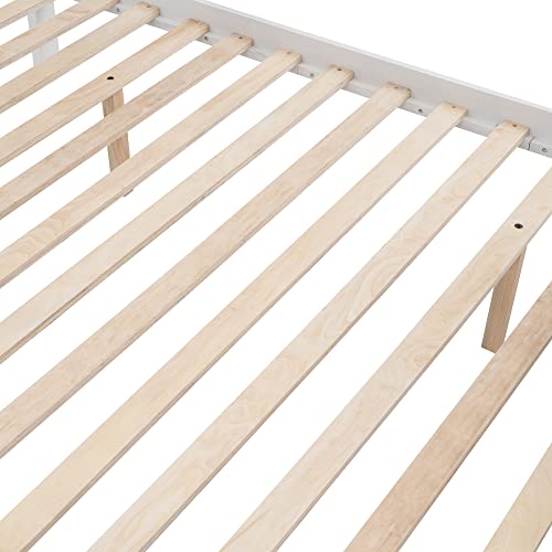 Polibi Twin-Over-Full Stairway Bunk Bed with Storage,Twin Size Trundle and Guard Rail,Bunk Bed Frame Convertible into 2 Beds for Bedroom,Dorm,or Adults,White