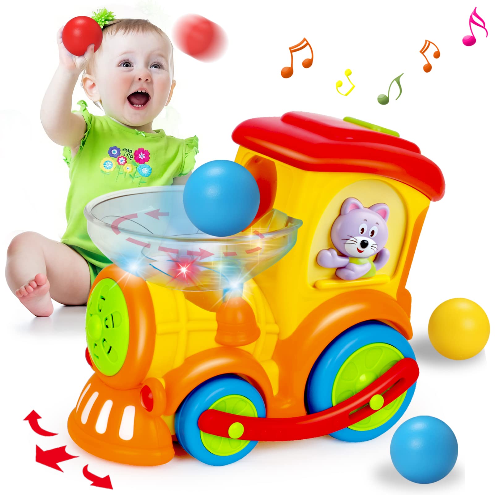 Crawling Baby Toys 6 to 12 Months Musical Train Infant Toys for Babies 3 6 8 9 10 18 Month Early Educational Toys for 1 2 3 Year Old Boys Girls Gift with Songs/Light/Wheels for Toddlers 0-6 3-6M