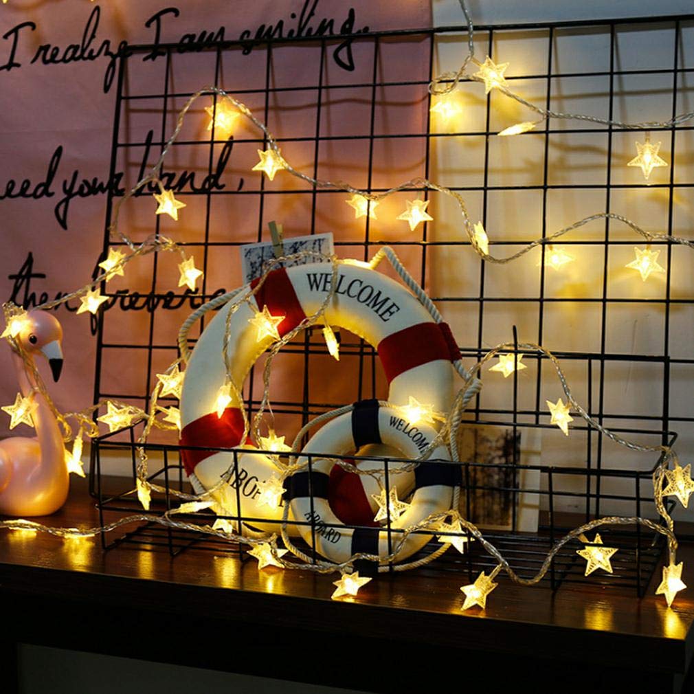 Star String Lights, LONJYI 19.6ft/6m 40 LED Fairy Lights USB Powered String Lights for Home Garden Party Wedding Birthday Christmas Indoor Outdoor Decoration (Warm White)