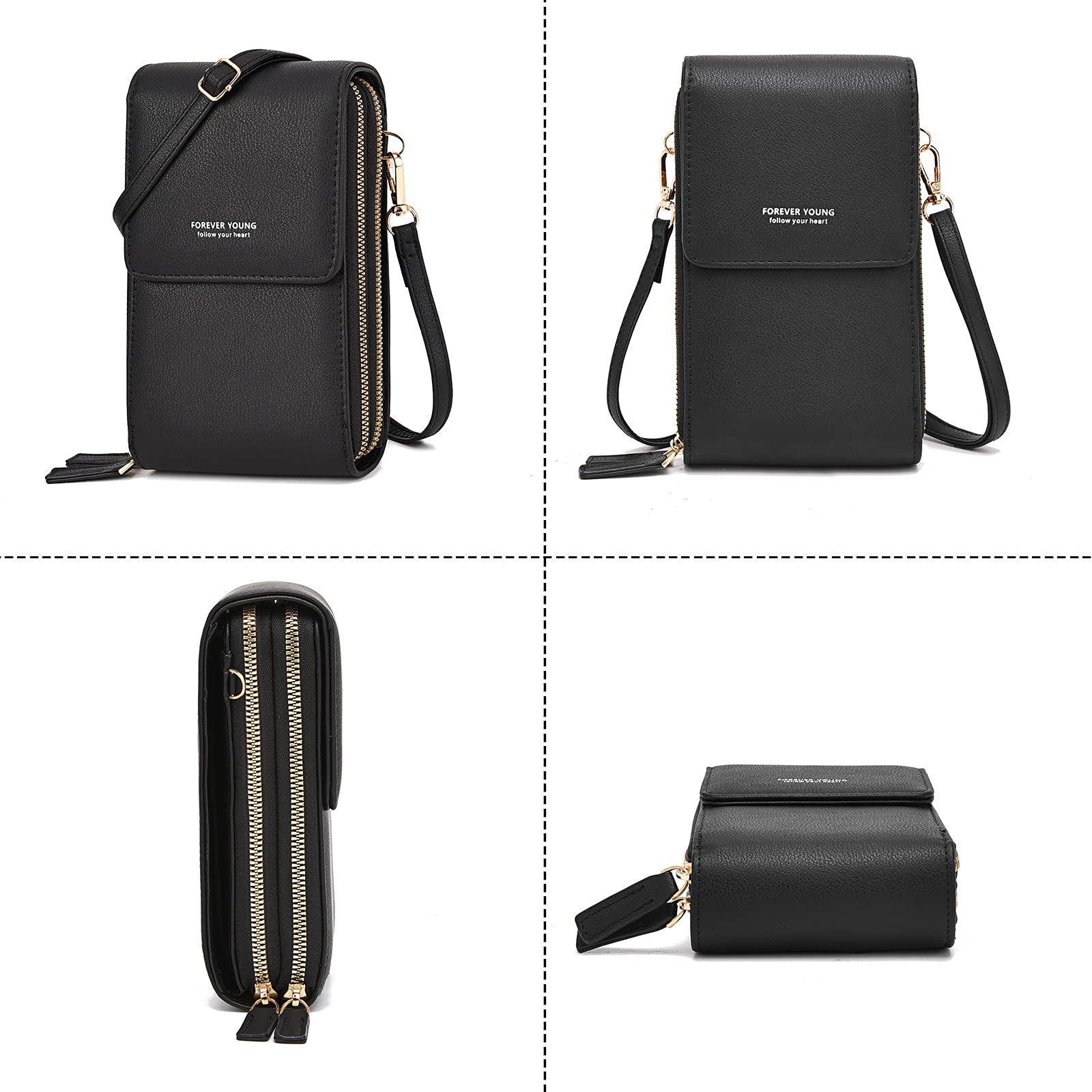Women Crossbody Wallet Purse with Phone Holder Lightweight Touch Screen Bag Purse PU Leather RFID Blocking Purse