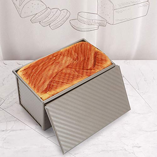 LIULDASHUN Bread Mold, Gold Aluminium Alloy Non Stick Baking Mold With Sliding Cover, Bread Meatloaf Homemade Cakes Baking Bread Pan Kitchen Supplies