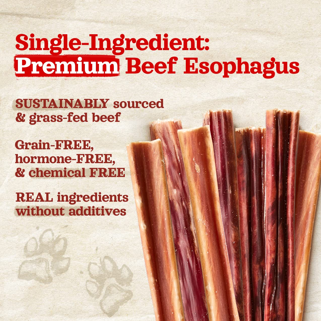 Natural Farm Gullet Sticks (6 Inch, 25 Pack), Grain-Free, Preservative-Free & Fully Digestible Beef Esophagus β Gentle Yet Effective Fun - Best for Light, Pups & Senior Chewers