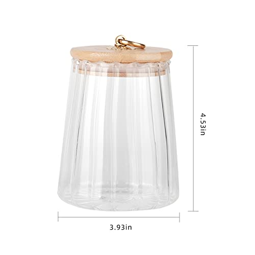 IZEJAZT Irregular storage glass jars,Glass jar canisters with airtight lids,Wide mouth mason jars,Overnight oats jars,Cookie jar,Candy jar,Spice Jars With Bamboo Lids (Oval, 1-Pack)