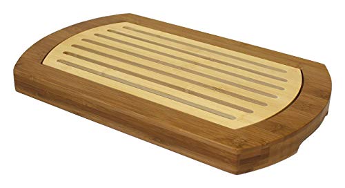 Simply Bamboo BICT Multi-Purpose Two-Tone Bamboo Bread Crumb Cutting Board/Serving Tray for Kitchen - 16" x 10" x 1.25"