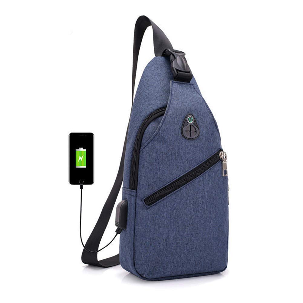 Crossbody Sling Backpack Sling Bag with USB Cable Travel Hiking Chest Bag Daypack for Women Men