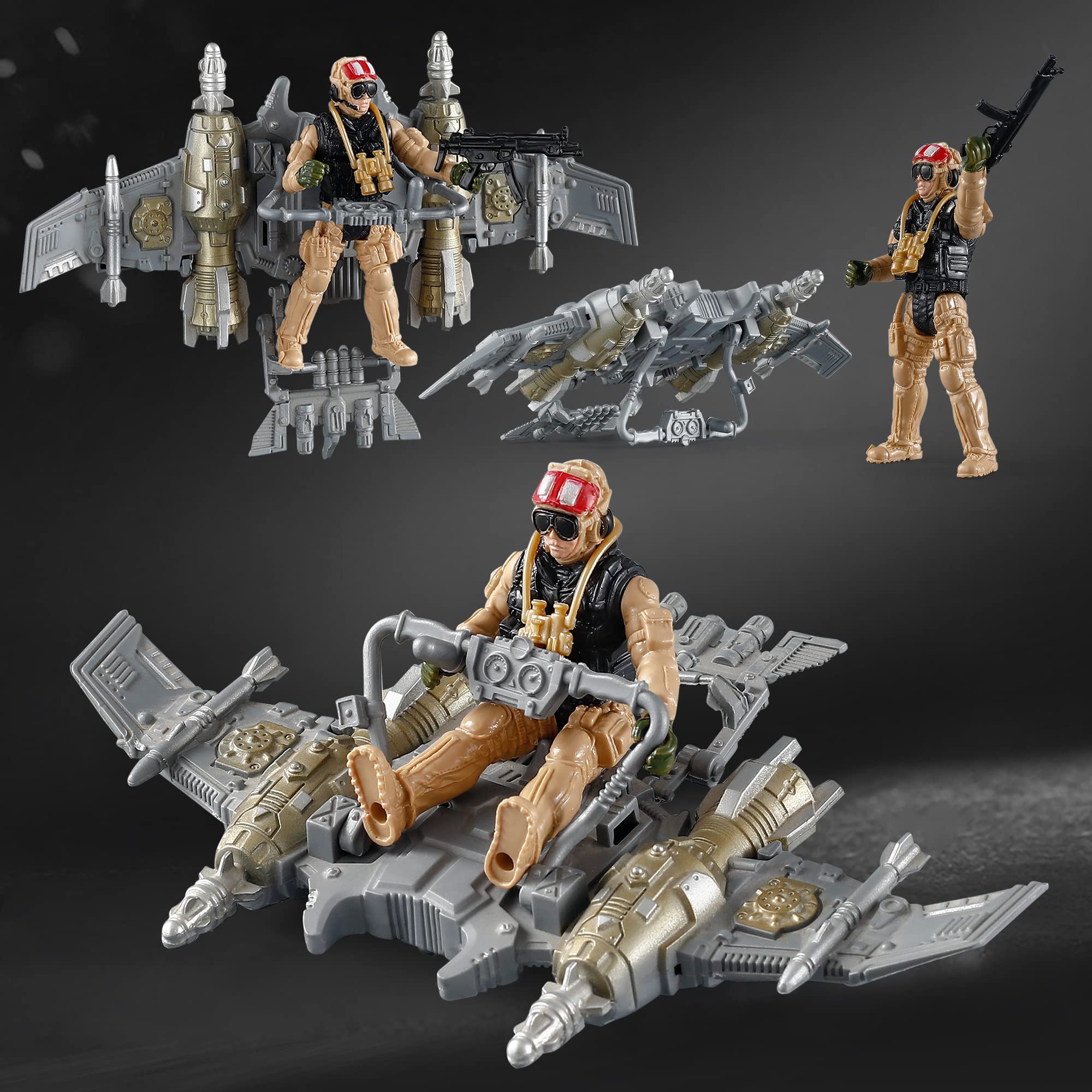 US Army Men Action Figures Play Set,Toy Soldiers with Military Weapons Accessories for Kids Boys