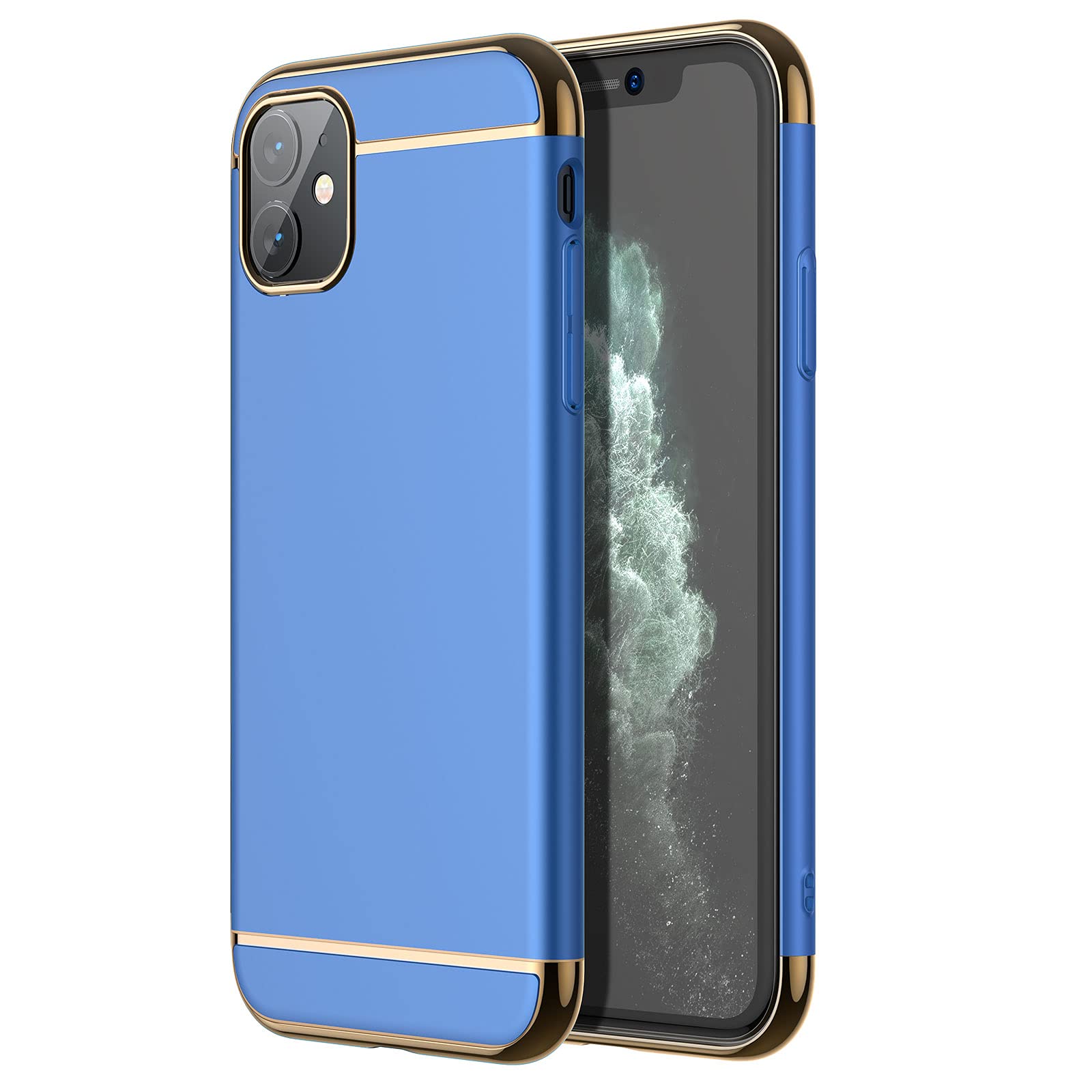 CROSYMX iPhone 11 Case, 3 in 1 Ultra Thin and Slim Hard Case Coated Non Slip Matte Surface with Electroplate Frame for Apple iPhone 11 (6.1'')(2019) - Dark Green