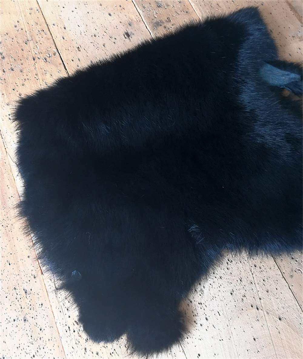 Natural Tanned Assorted Rabbit Pelts Rabbit Fur Hide (10" by 12" Rabbit Pelt with Sewing Quality Leather) (Natural Black)