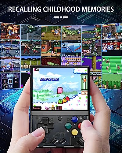 Miyoo Mini Plus Retro Handheld Game Console,Retro Game Emulator Console for Adults and Children,3.5" IPS Screen,64GB TF Card 10,000+ Games,Portable Rechargeable Open Source,Support WiFi (Black)