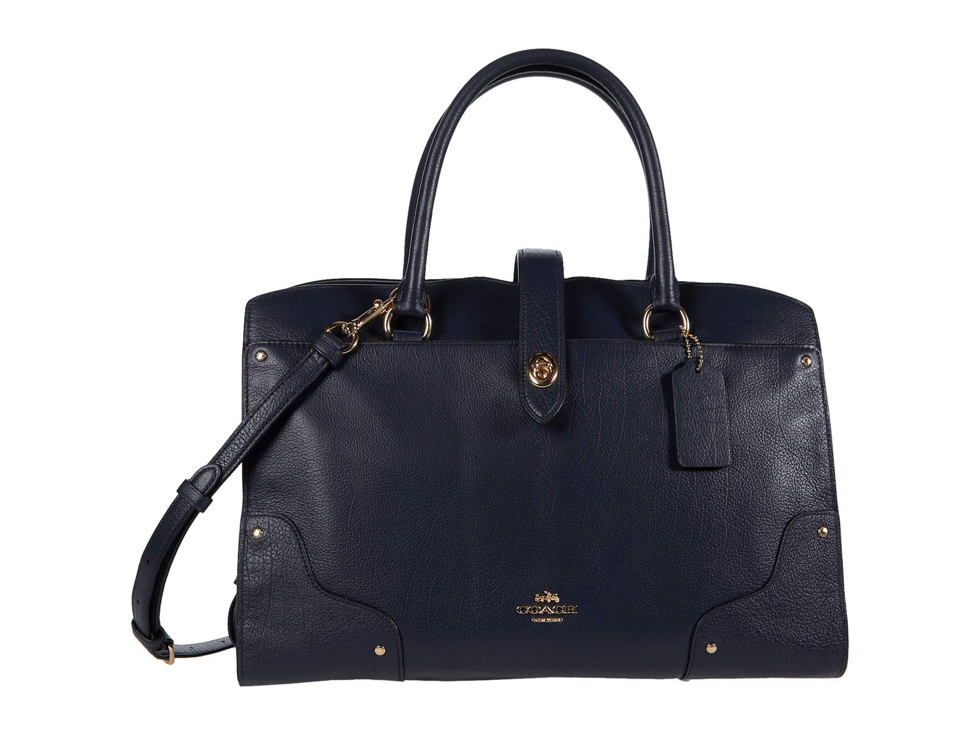 COACH Grain Leather Mercer Satchel Navy One Size