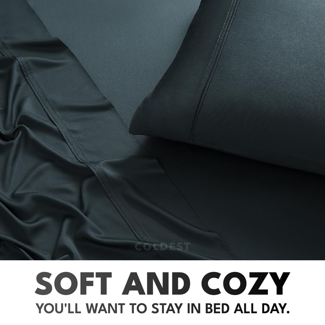 Coldest 100% Organic Viscose Derived from Bamboo Sheets, Luxury Ultra Soft & Cooling, Deep Pocket, Double Stitching - Ideal for Hot Sleepers - Queen Size 5 Pieces Set