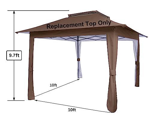 SCOCANOPY Top for 11'x11' and 12'x12' Pop Up Gazebo Canopy Frame,Canopy Frame and Netting Not Included, (Brown)