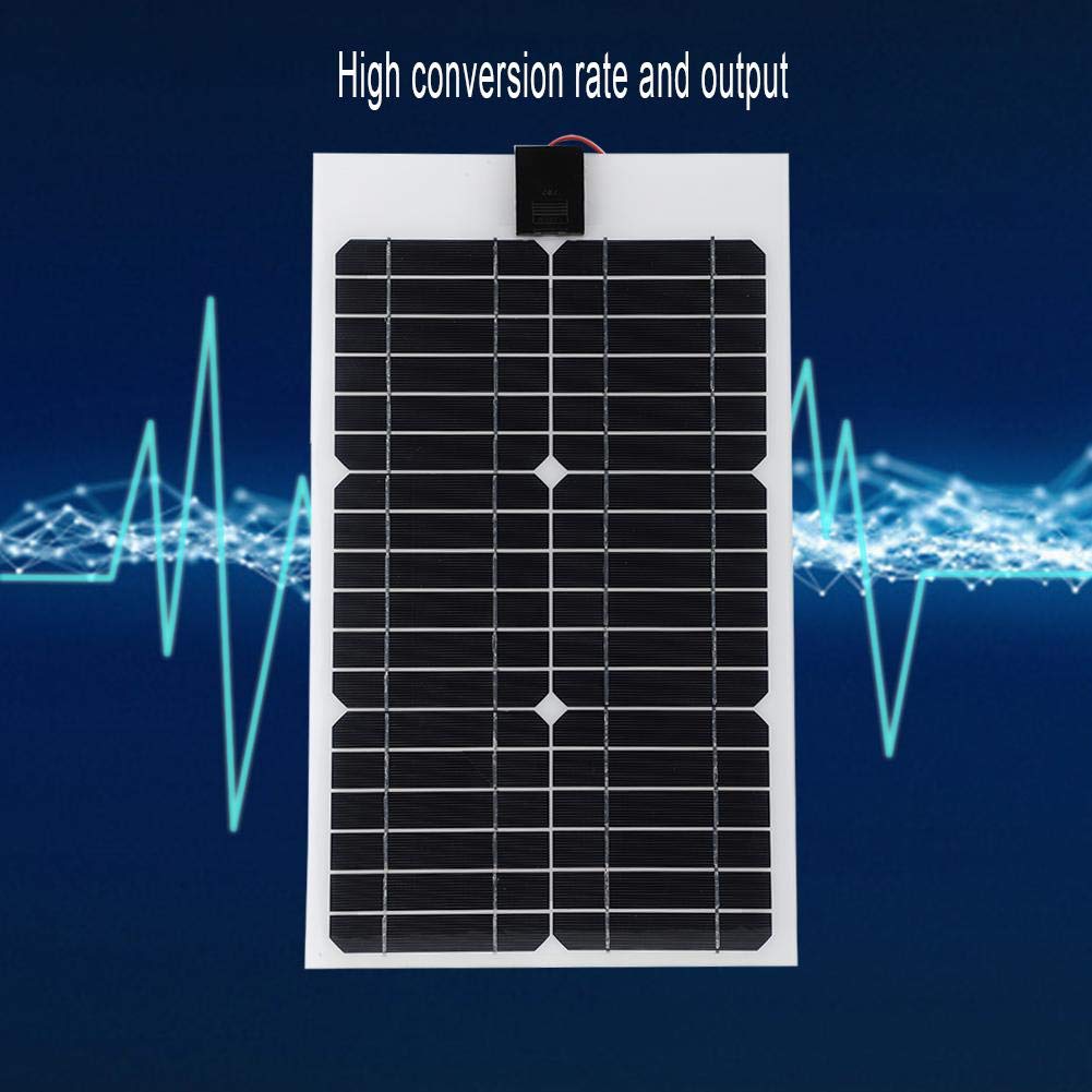 Ciglow 18V 20W Portable Solar Panel Charger,Polycrystalline Chip,Pet White Bottom Pressure,3M Clip Line in Front,Suitable for Cars,Homes,Ships,Motorcycles,Etc.