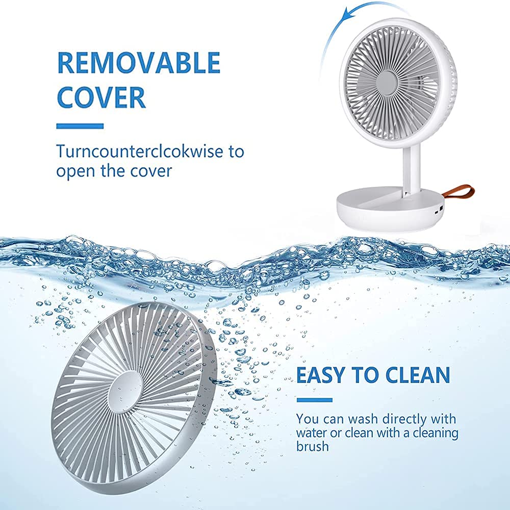 WONGSAM Aroma Diffuser Table Desk Fan, Portable Foldaway Fan, 3600mAh Rechargeable Battery Powered Personal Fan, 4 Speeds Adjusted USB Small Fan for Home Bedroom Travel Office Tent, White