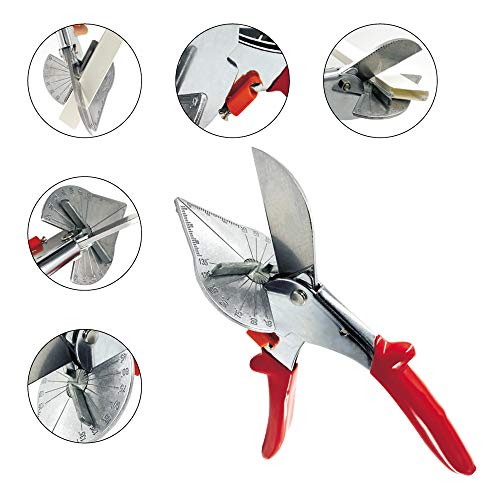MIFUSE Miter Shears 53103 Quarter Round Cutting Tool with 45 to 135 Degree Adjustable Angle Block for Accurate Angle Cutting of Plastic, Rubber,Wood,Decorative Moldings,PVC,Tile Edges,Trim
