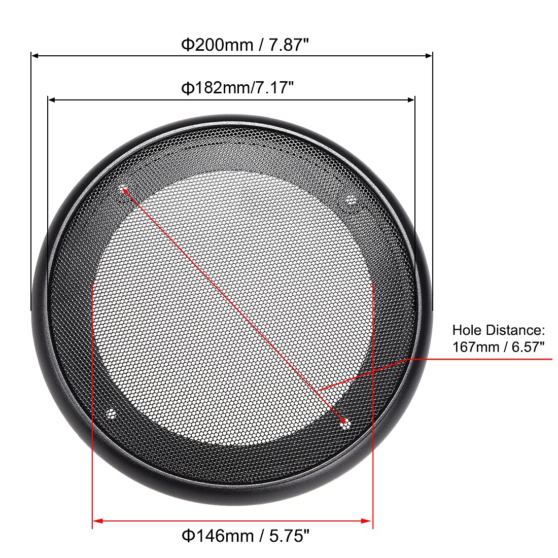 uxcell 2pcs Speaker Grill Mesh Decorative Circle Woofer Guard Protector Cover Audio Accessories 6.5" Mounting Hole Distance