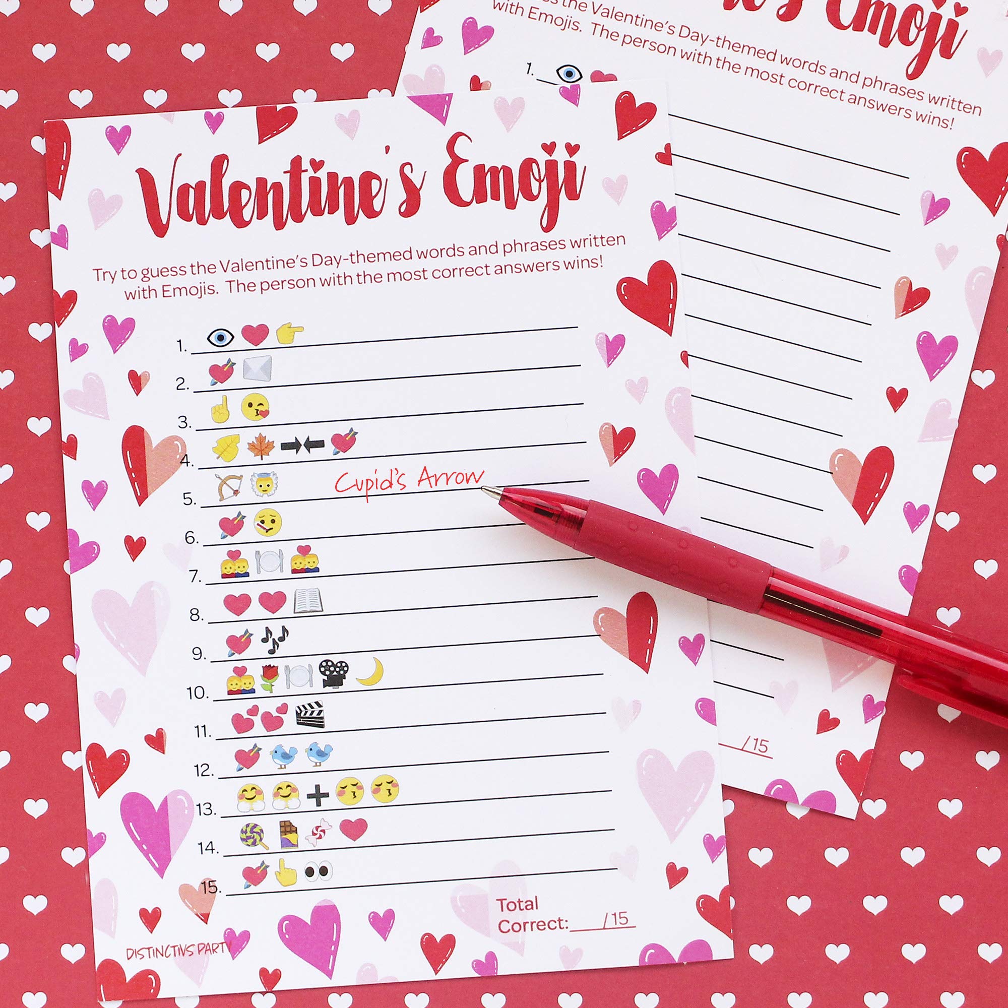 Valentine's Day Emoji Game - Fun Classroom Party Activity for Kids & Adults - 25 Player Cards, Valentine Guessing Game for Families, Couples, & Friends