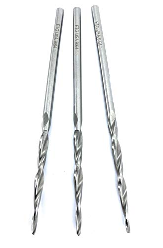 FTG USA Replacement Wood Countersink Drill Bit Set 3 Piece Same Size #6 (9/64") Parabolic Flute Taper Point for Woodworking with Straight Shank - Tapered HSS M2 Drill Bit Only