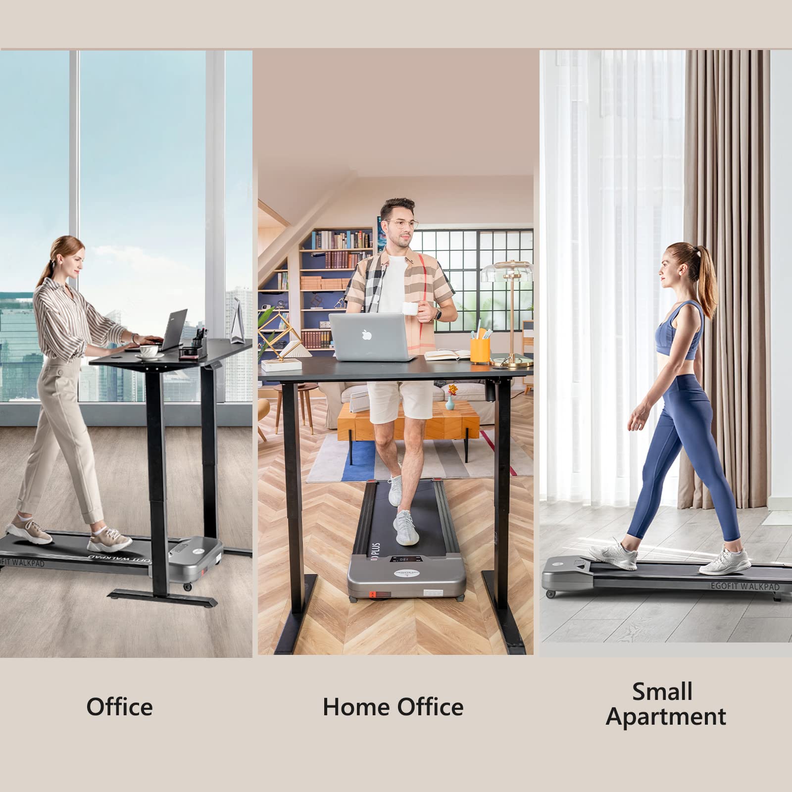 Egofit Walkpad Under Desk Treadmill Walking Pad Portable Flat Treadmill for Home&Office Exerciser Under Standing Desk, Model F1-3.7MPH, Installation Free with LCD Display, Ultra Slim and Silent