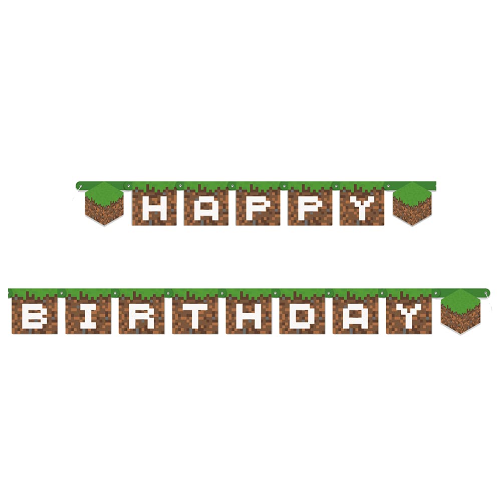 Multicolor Minecraft Large Jointed Banner - Premium & Vibrant Party Decor, Perfect for Gamers & Celebrations
