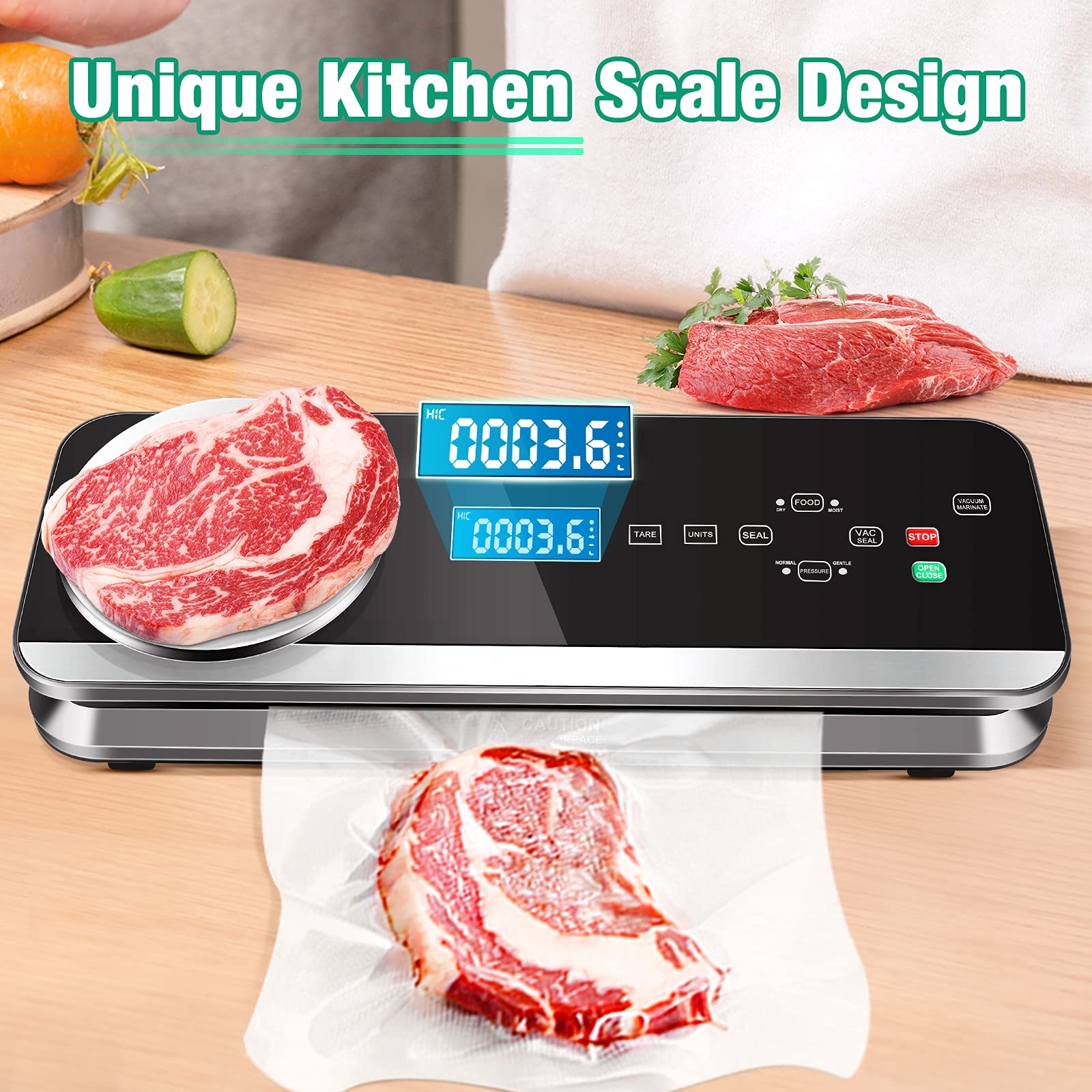Vacuum Sealer 80Kpa Full Automatic Vacuum food sealer with Kitchen scaler