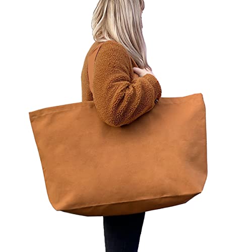 LLYLIU 28" Large Canvas Tote Bag - Extra Big Shopping Beach Totes Bags Reusable Grocery Bag Plain Solid 28" x 8" x 16"