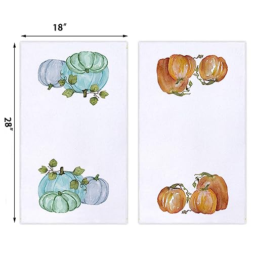 Secarond Fall Pumpkin Kitchen Dish Towel 18 x 28 Inch Set of 2, Autumn Harvest Thanksgiving Pumpkins Farmhouse Holiday Tea Towels Dish Cloth for Cooking Baking