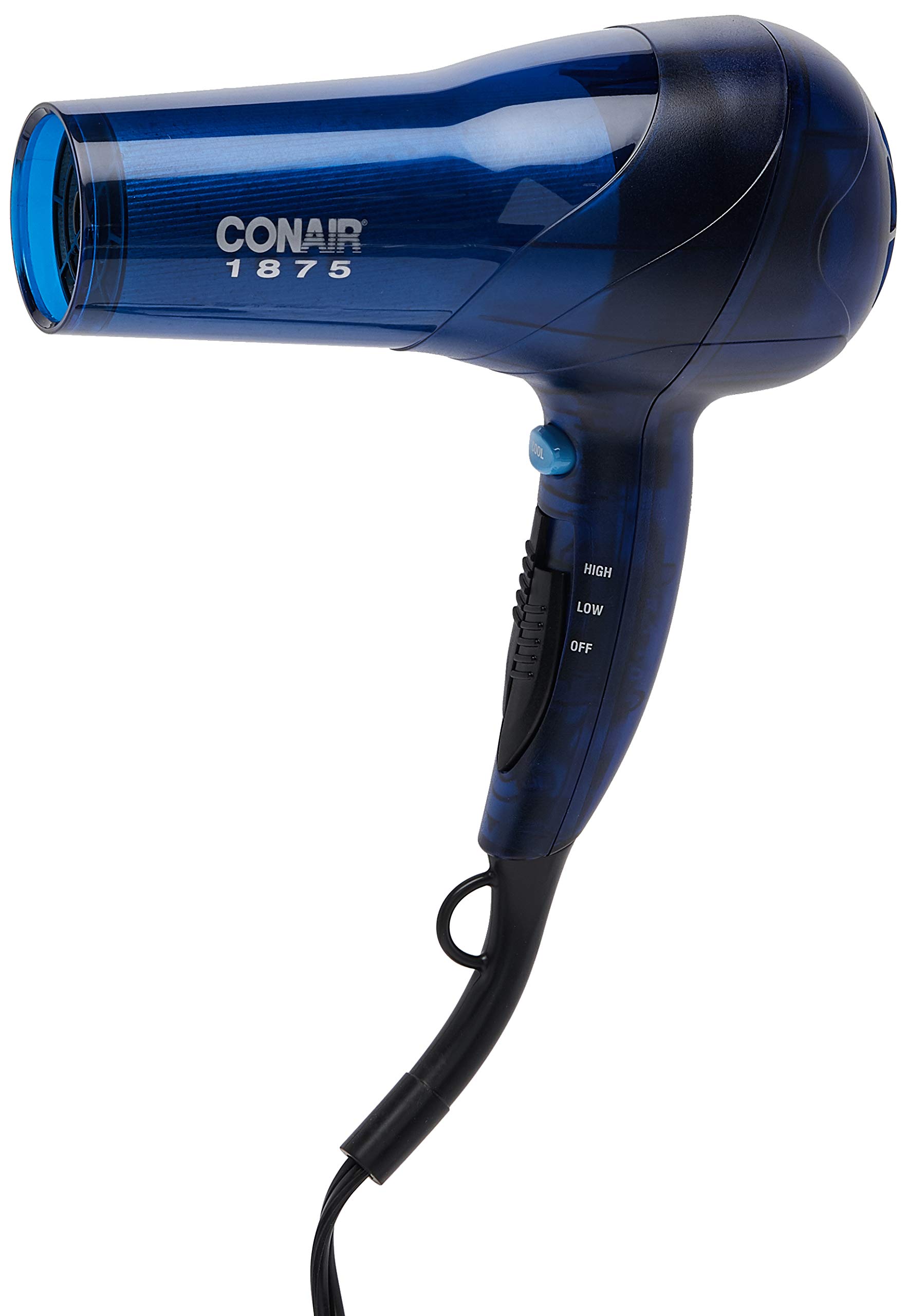 Conair 1875 Watt Translucent Turbo Hair Dryer, Blue