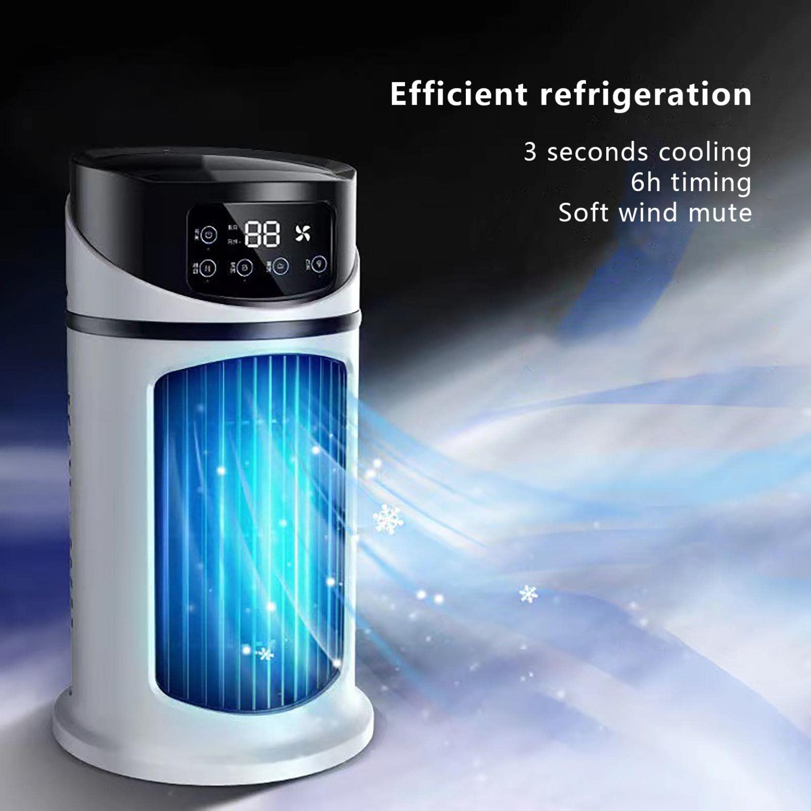 Crazypig Portable Air Conditioner Fan - Cooler Home Dormitory Office Desktop Humidification Electric Fan, USB Charged Multi-Function Timing Conditioning for Desktop, White