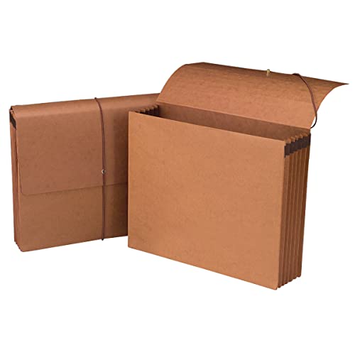 Smead 100% Recycled Expanding File Wallet with Flap and Cord Closure, Reinforced, 5-1/4" Expansion, Letter Size, Redrope, 10 per Box (71198)