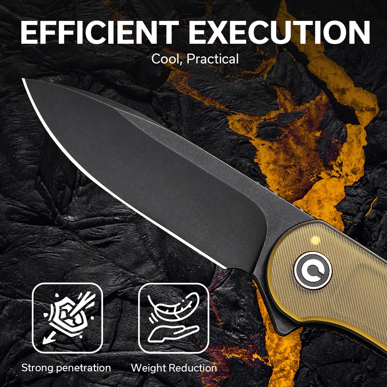CIVIVI Pocket Knife for Men and Women,Elementum Folding Knife with 2.96" D2 Blade Ultem Handle,Ideal for Utility Gift C907A-5