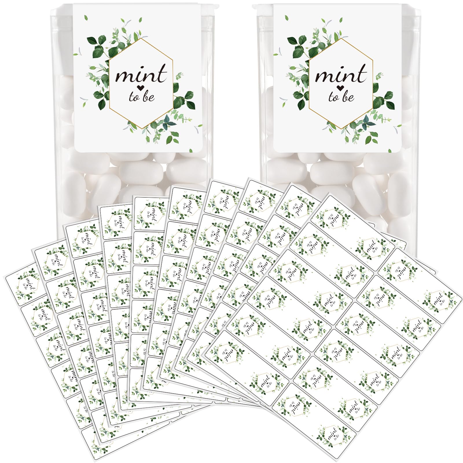 Kosiz 120 Pcs Mint to Be Labels Wedding Favors Wedding Stickers Greenery Leaf Bridal Shower Engagement Party Favor Botanical Theme Wedding Stickers for Guests