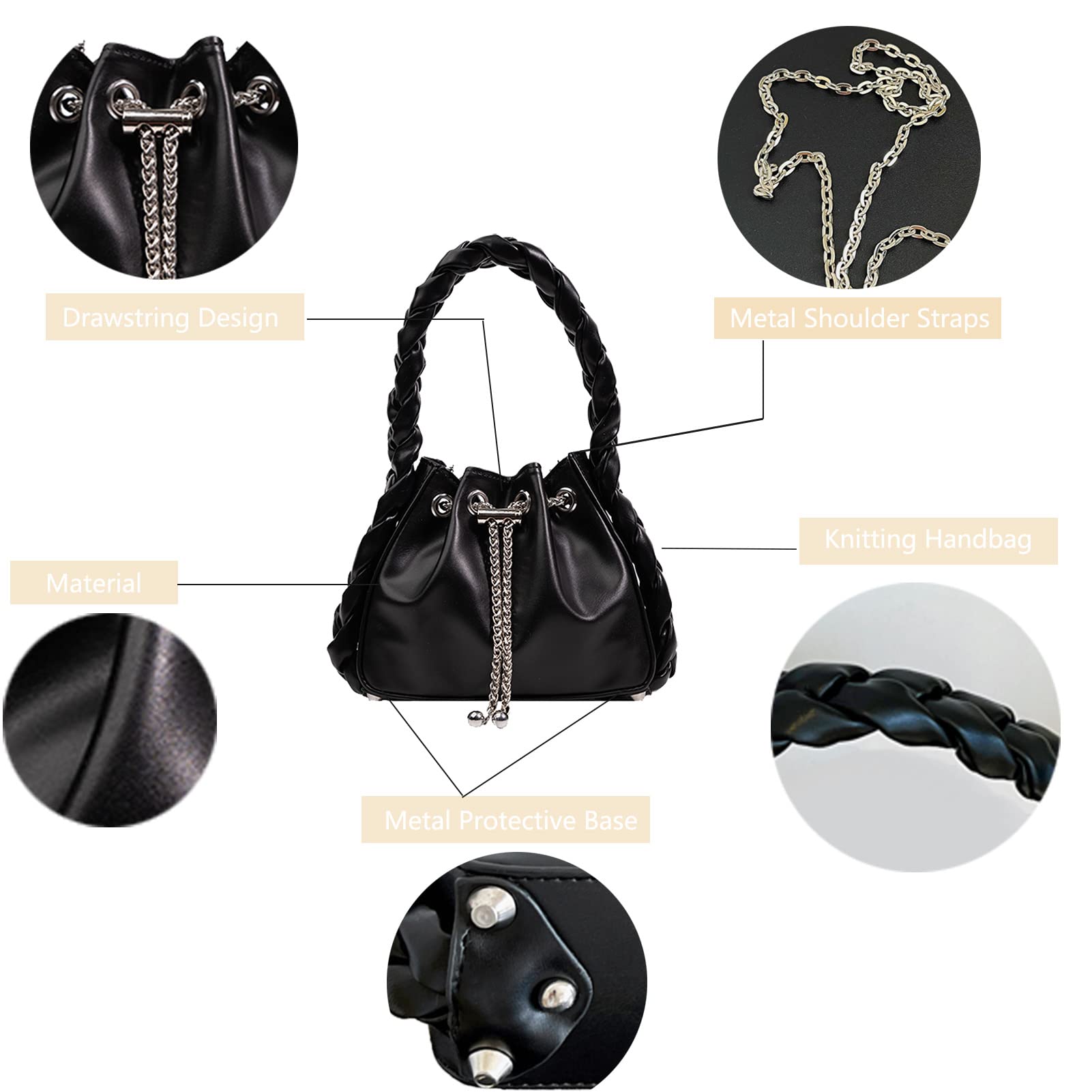 ELDA Bucket Bags and Purses For Women Drawstring Handbags Hobo Bag Mini Crossbody Shoulder Bags