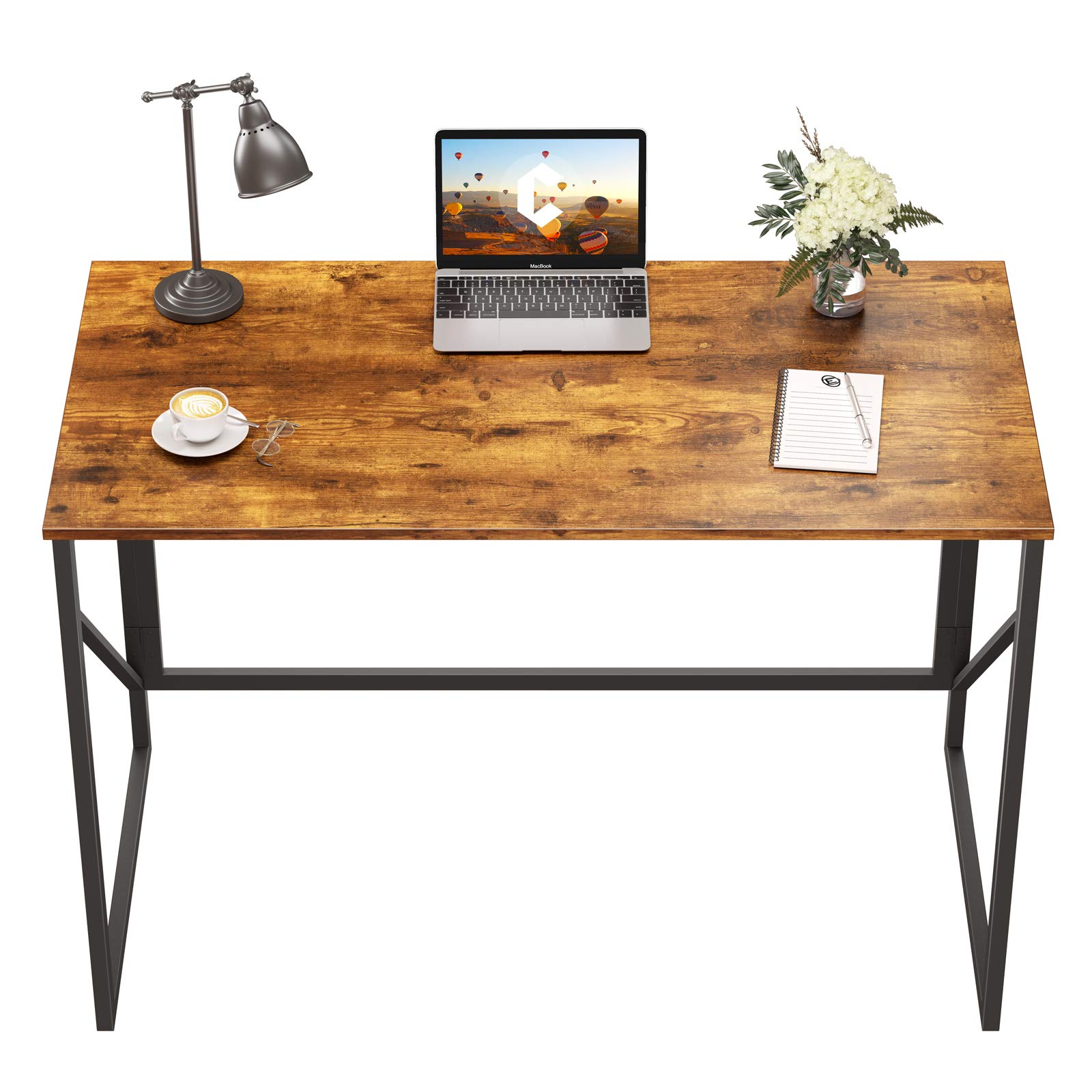 CubiCubi Computer Office Desk, Small Folding Writing Desk 40 Inch, Modern Simple Study Desk for Home Office Notebook Desk, Easy Assembly, Rustic Brown