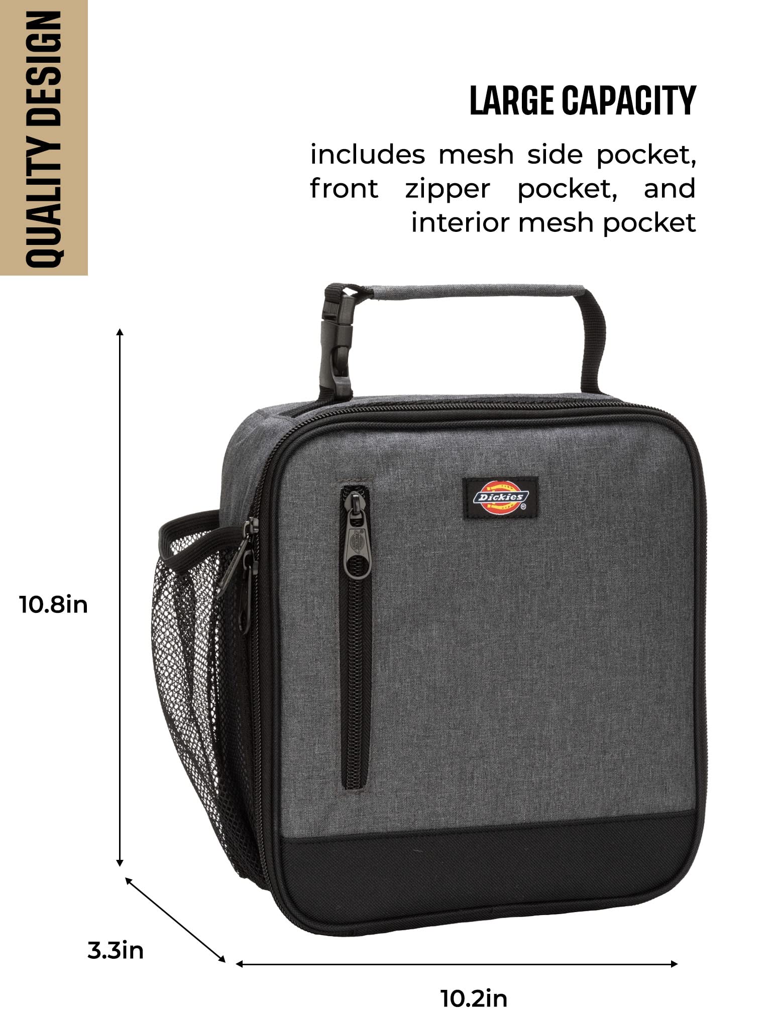 Dickies Basic Insulated Lunch Bag for Work, Thermal Reusable Office Lunch Box for Men, Women (Dark Charcoal)