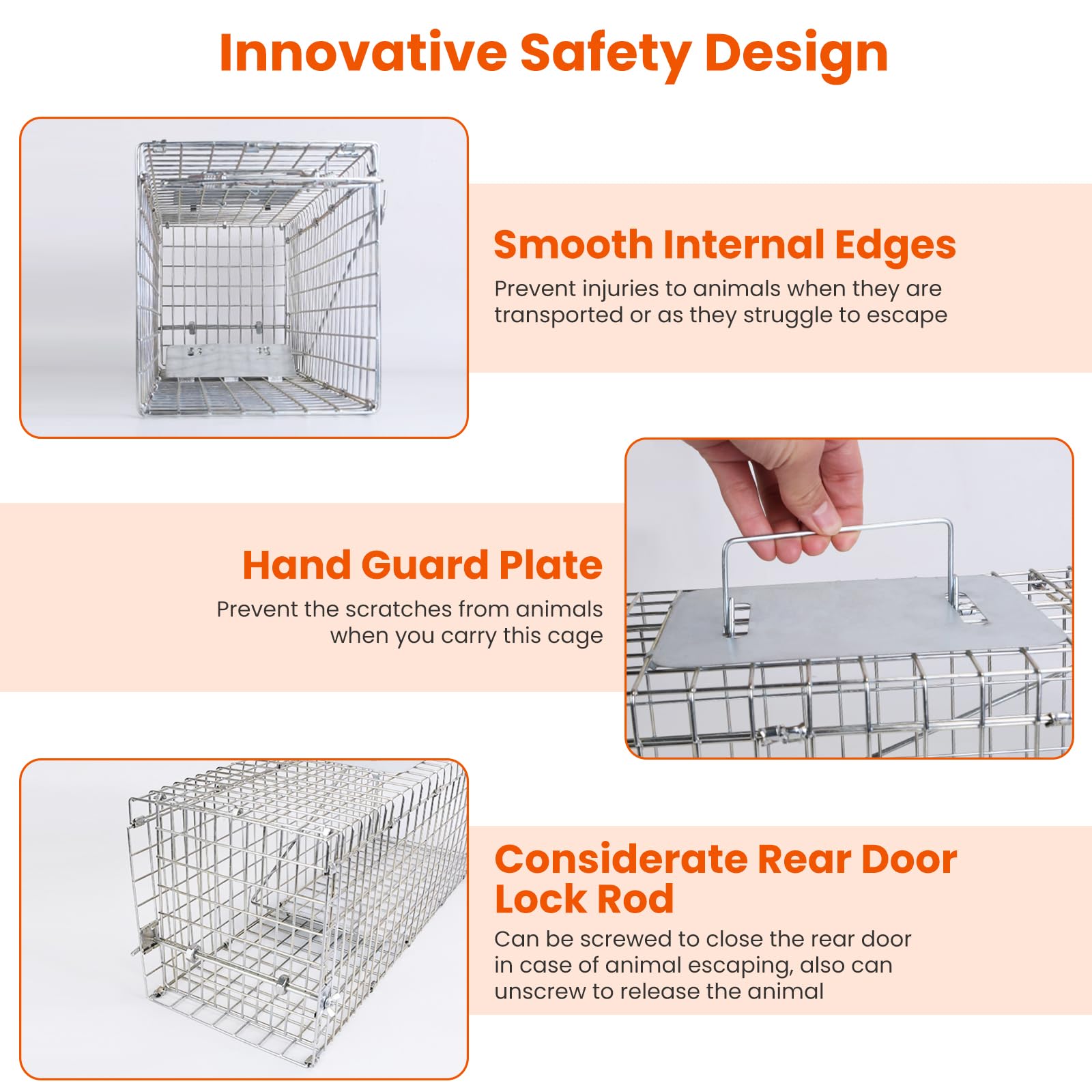Moclever Live Animal Cage Trap Humane Cat Trap Cage Catch Release Live Animal Rodent Cage Collapsible Galvanized Wire for Rabbits, Stray Cat, Raccoon, Groundhogs, Mole,Gopher,Opossum-30.5X11.81X11 in