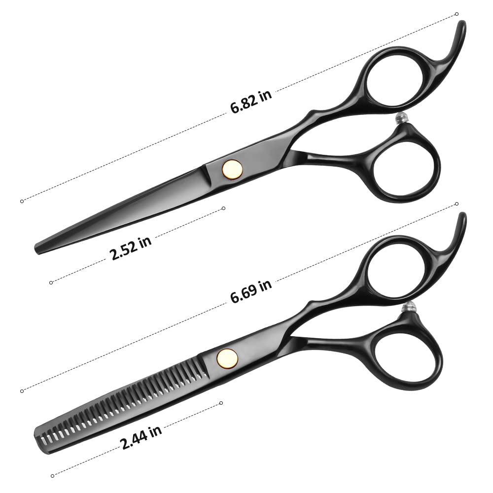 Hair Cutting Scissors Set Professional Hairdressing Scissors Kit with Straight Scissors, Thinning Scissors, Comb, Cape, Hairpin Multi Use Haircut Kit for Barber Salon and Home