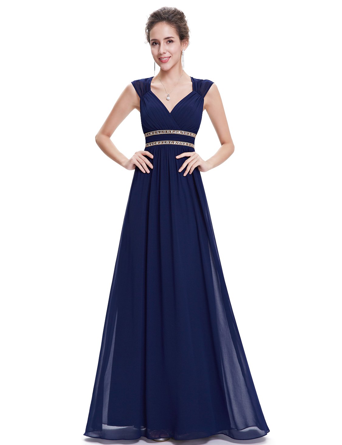 Ever-Pretty Womens Formal Sleeveless V-Neck Long Evening Dress 8 US Navy Blue