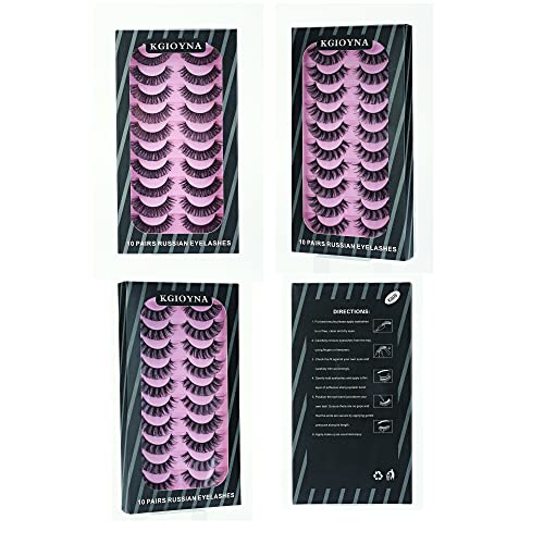 Fake Lashes,False Eyelashes,Russian Strip Lashes,Natural Faux Lashes,Fake Eyelashes (KG05-11MM, Black)