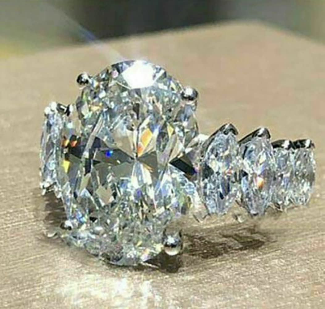 Cuteshop Elegant Huge Zircon Wedding Ring 18k Platinum Plated Shiny Cubic Zirconia Crystal Diamond Wedding Jewelry for Women (7)