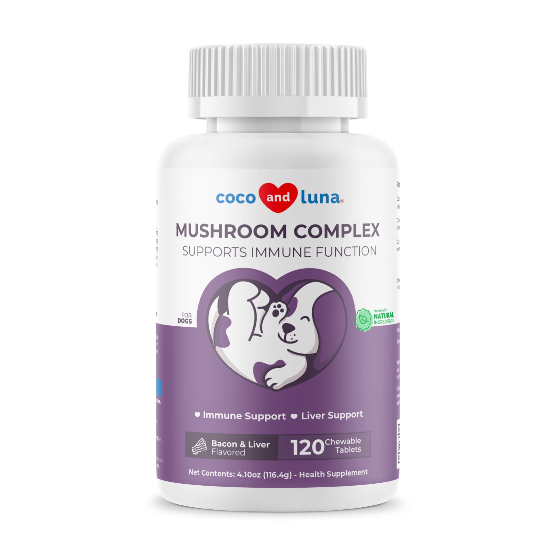 Mushroom Complex for Dogs - 120 Chewable Tablets - Turkey Tail Mushroom for Dogs - Immune Support, Joint Support, Digestive Support and Liver Support with Milk Thistle - Dog Mushroom Supplement
